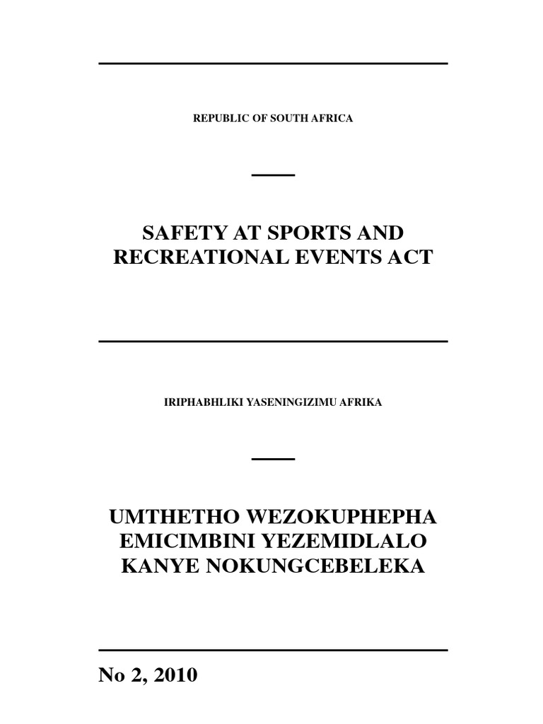 Safety at Sports and Recreational Events | PDF