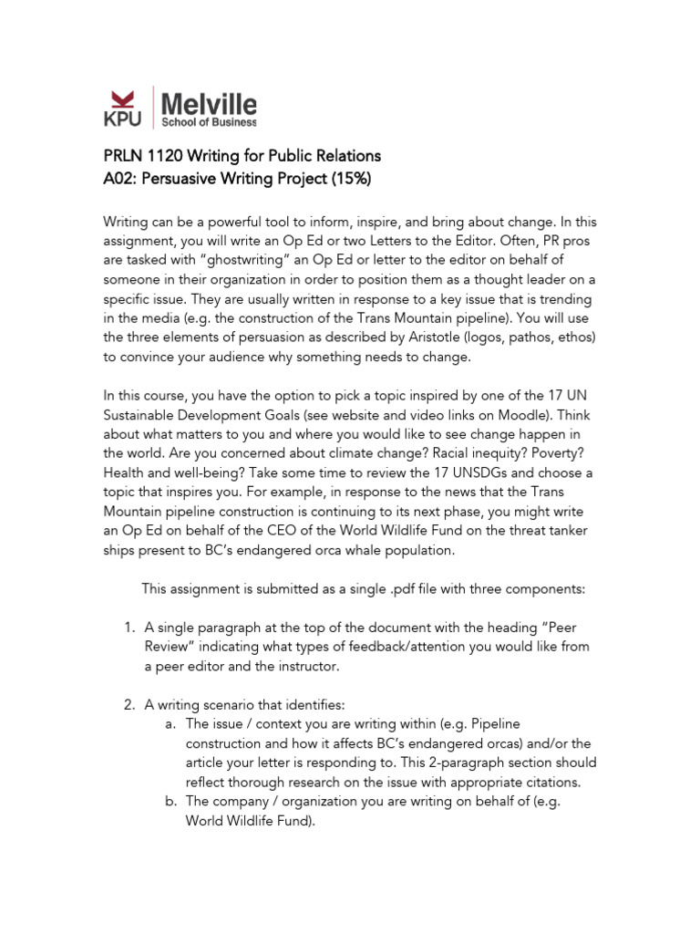 PRLN 1120 Persuasive Writing Assignment - 2022 | PDF