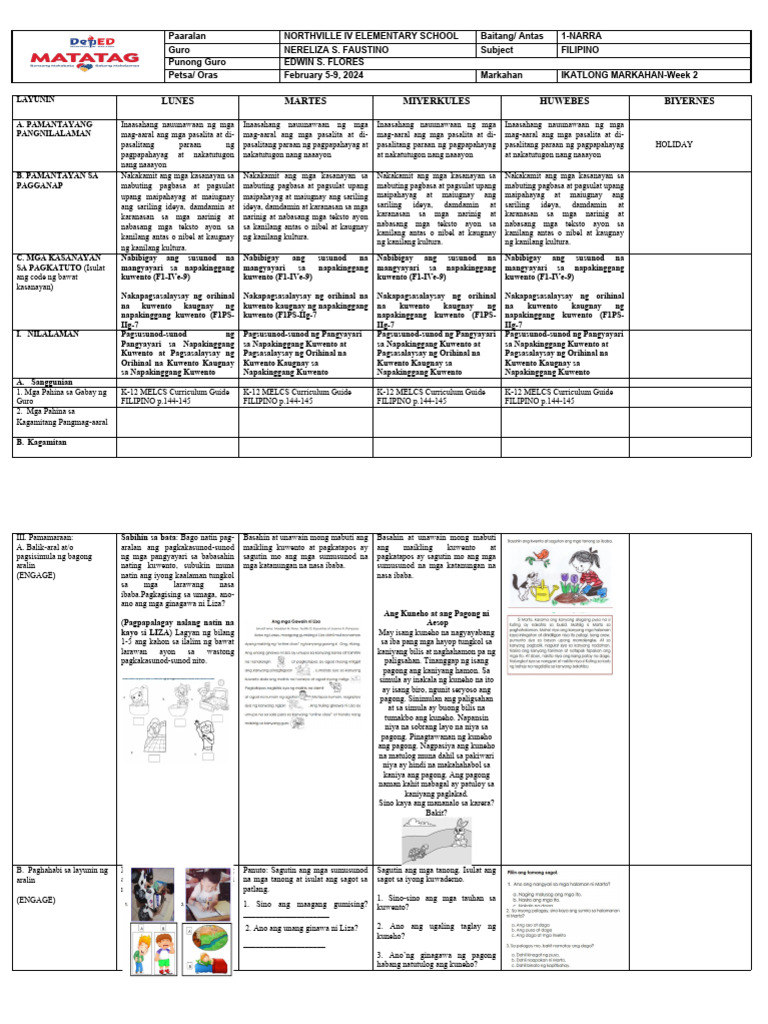 DLL Filipino Q3 G1 W2 | PDF