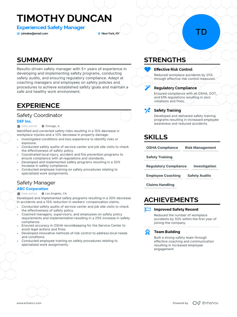 Timothy Duncan Resume | Download Free PDF | Occupational Safety And ...