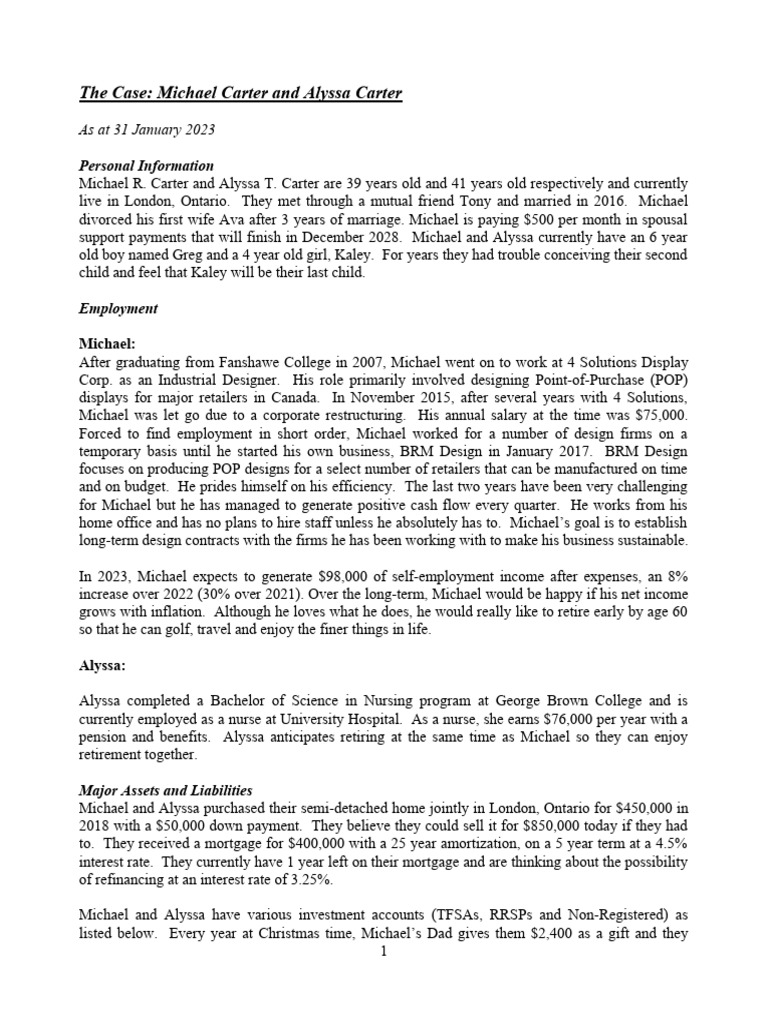 Goals and Objectives Case Study | PDF | Pension | Investing