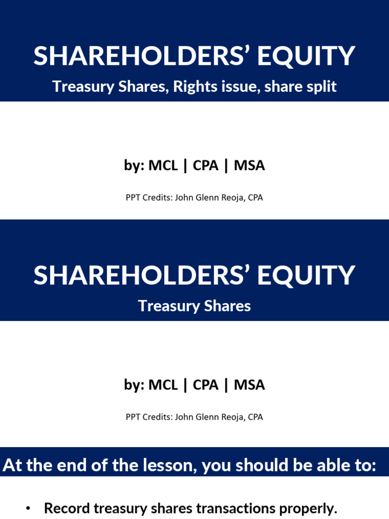 SHE - Treasury Shares, Right Issue, Share Split With Warrants - 0 | PDF ...