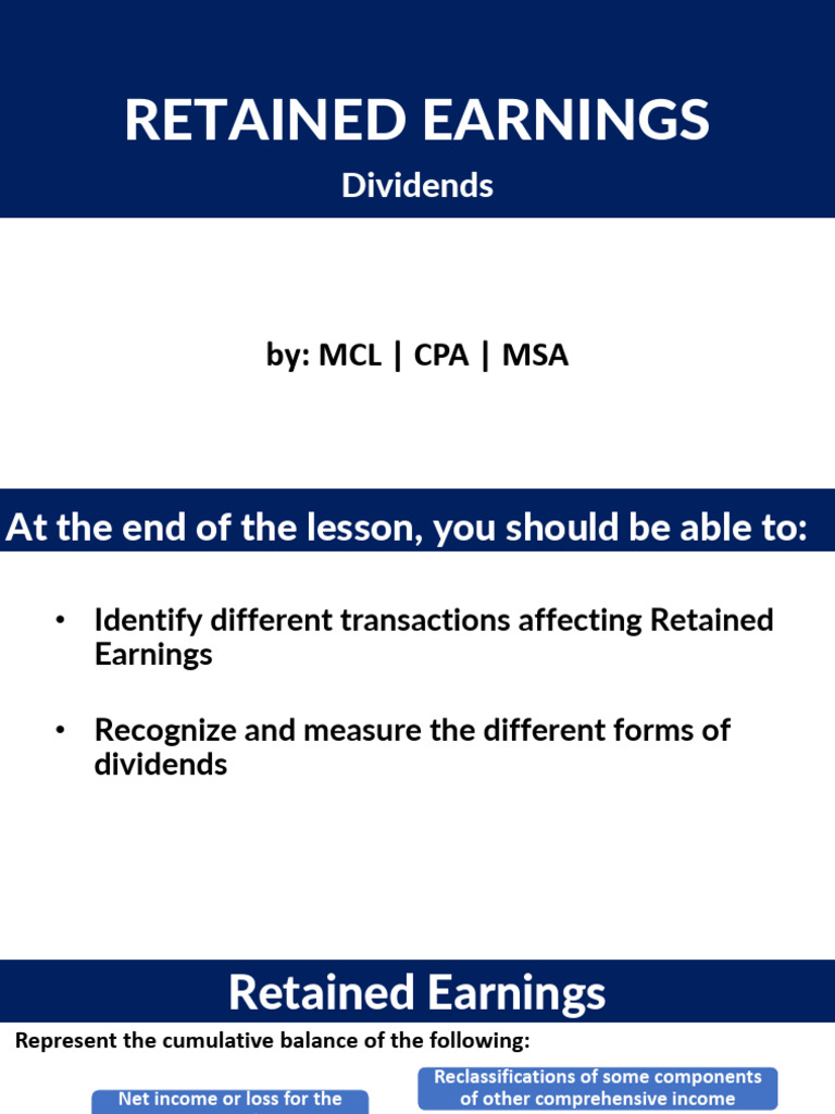 Retained Earnings-Dividends-PPT_0 | PDF | Dividend | Retained Earnings