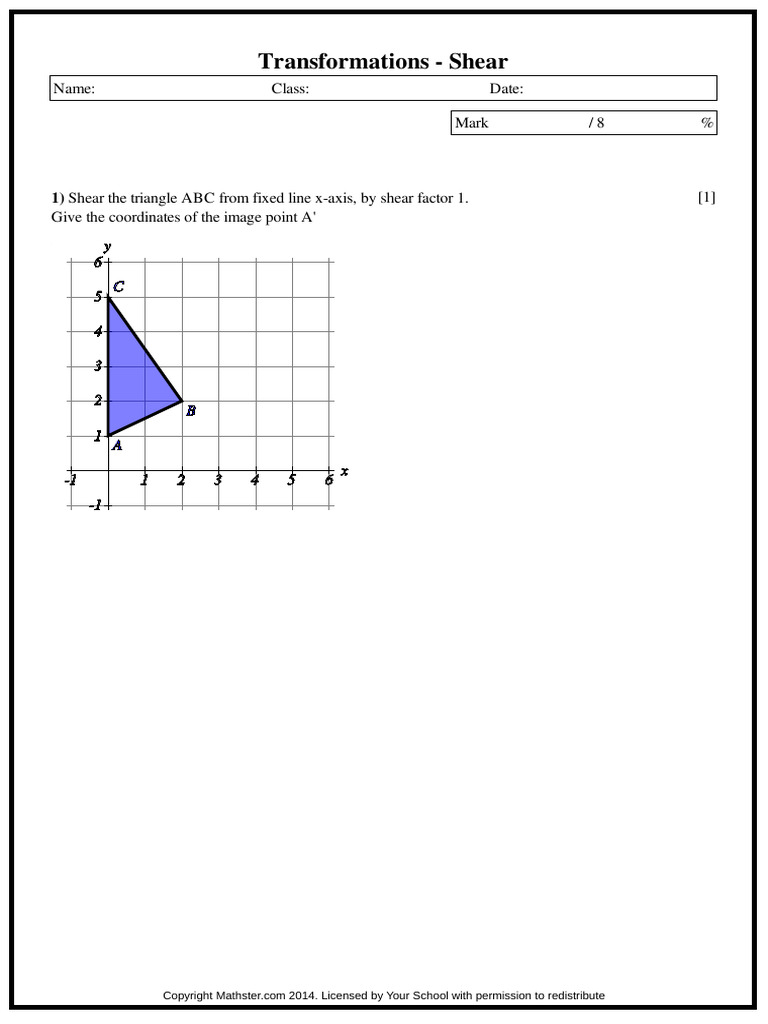 Transformations Shear Pdf Cartesian Coordinate System Geometry