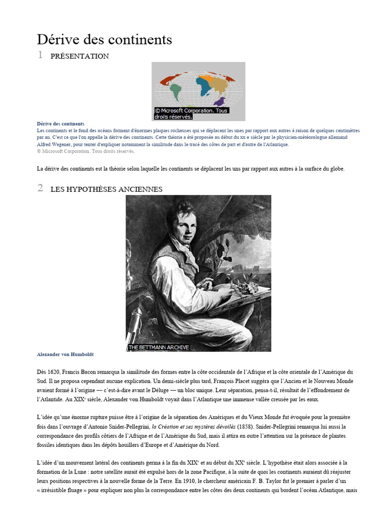 Dérive des continents et Wegener | PDF | Tectonique des plaques | Continent