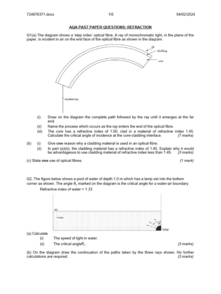 2 10 Aqa Refraction Docx 2 Pdf