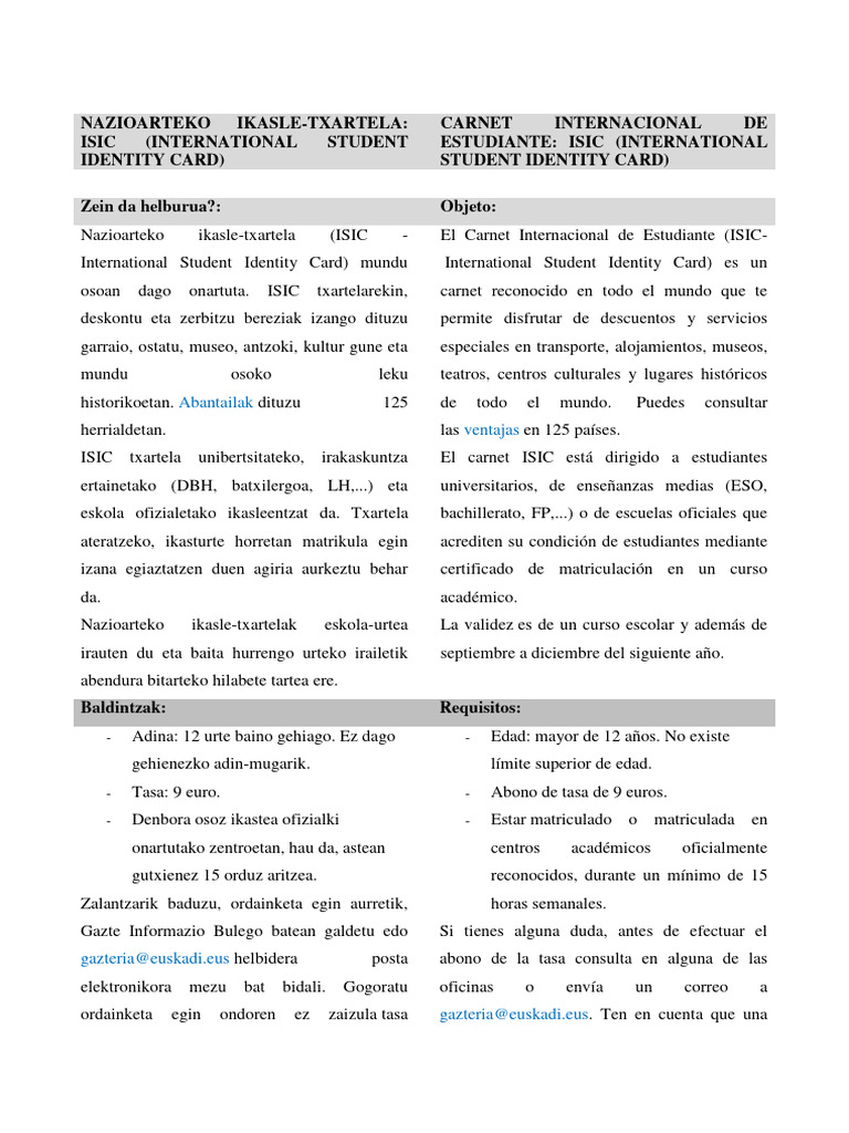 03 - Carnet Internacional de Estudiante - ISIC | PDF | Gobierno y ...