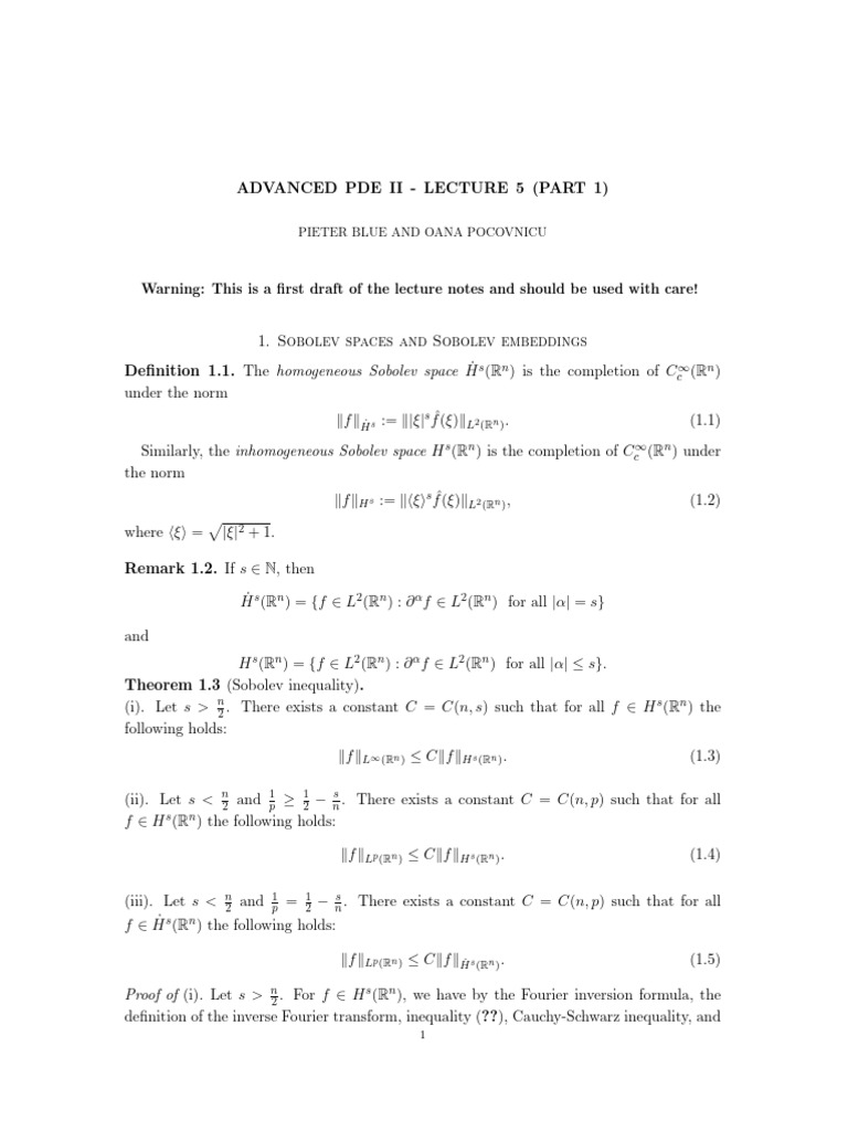 Sobolev Spaces & Gronwall's Lemma | PDF | Applied Mathematics | Geometry