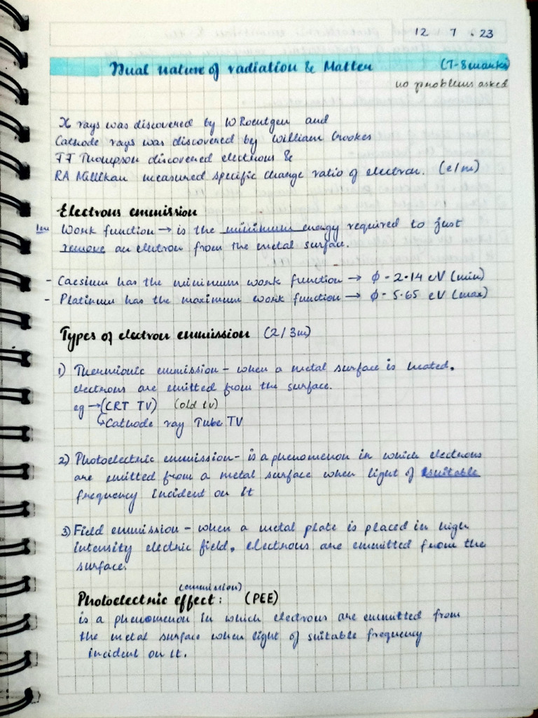 Dual Nature of Matter Notes | PDF