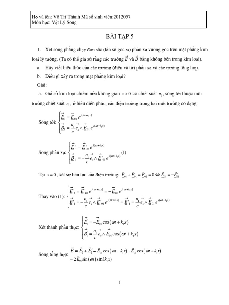 Vật lý sóng BT4 | PDF