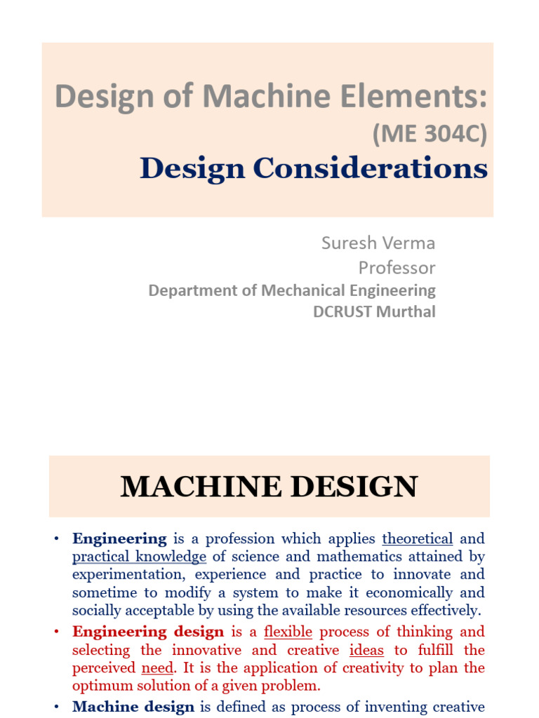 1 DME PPTs Design Consideration Part-1 | PDF | Art | Technology ...
