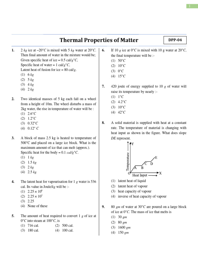 001 Thermal Properties of Matter DPP 04 of Lec 07 Yakeen 20 | PDF ... 001 Thermal Properties of Matter DPP 04 of Lec 07 Yakeen 20 | PDF ...