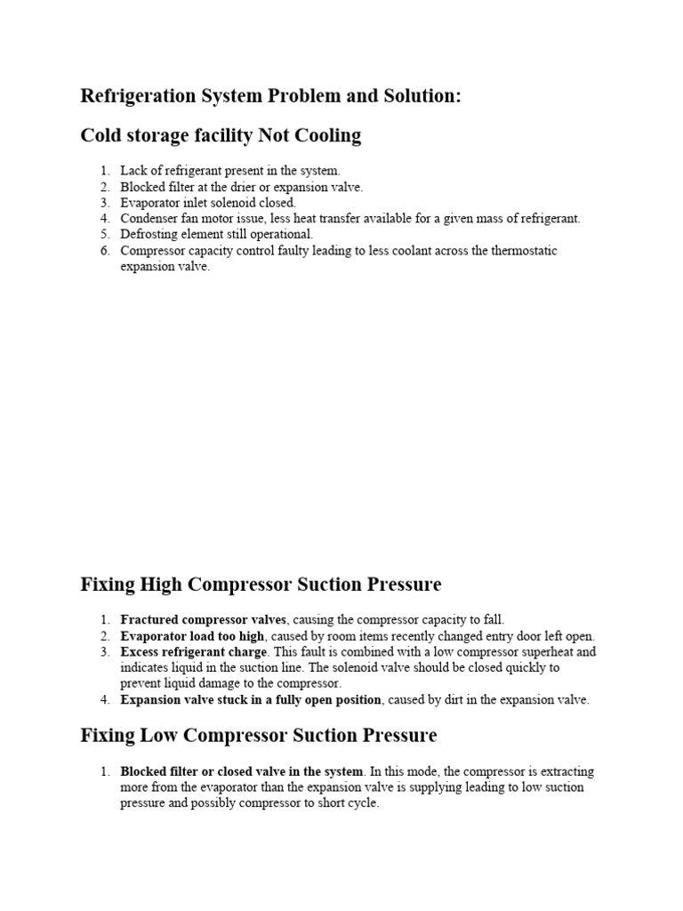 Refrigeration System Problem and Solution | PDF