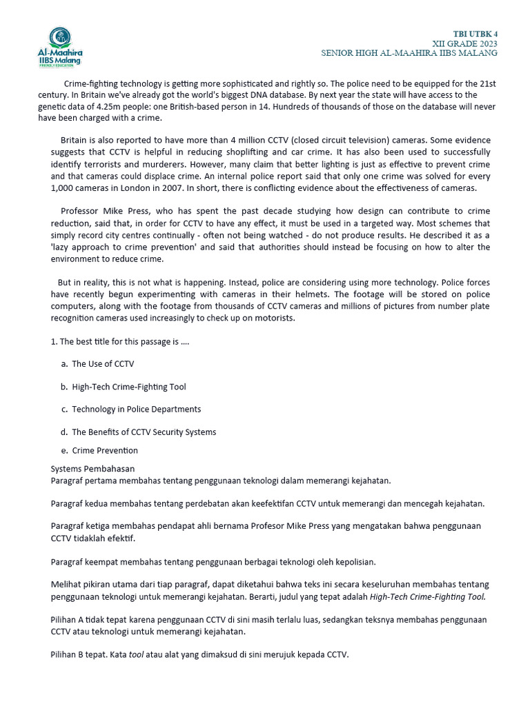 Kunci Tbi Utbk Try Out 4 | PDF