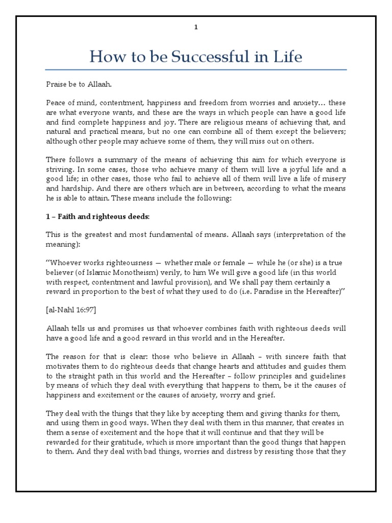 How To Be Successful in Life | PDF | Contentment | Tawhid