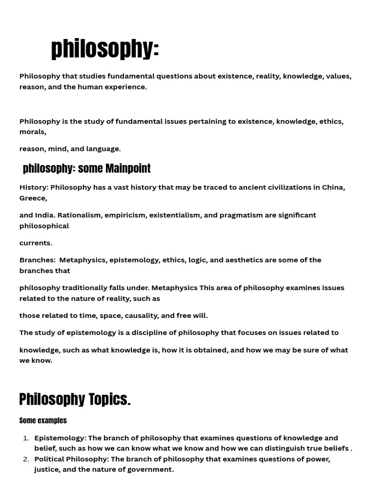 Overview of Philosophy and Its Branches | PDF | Epistemology | Reason