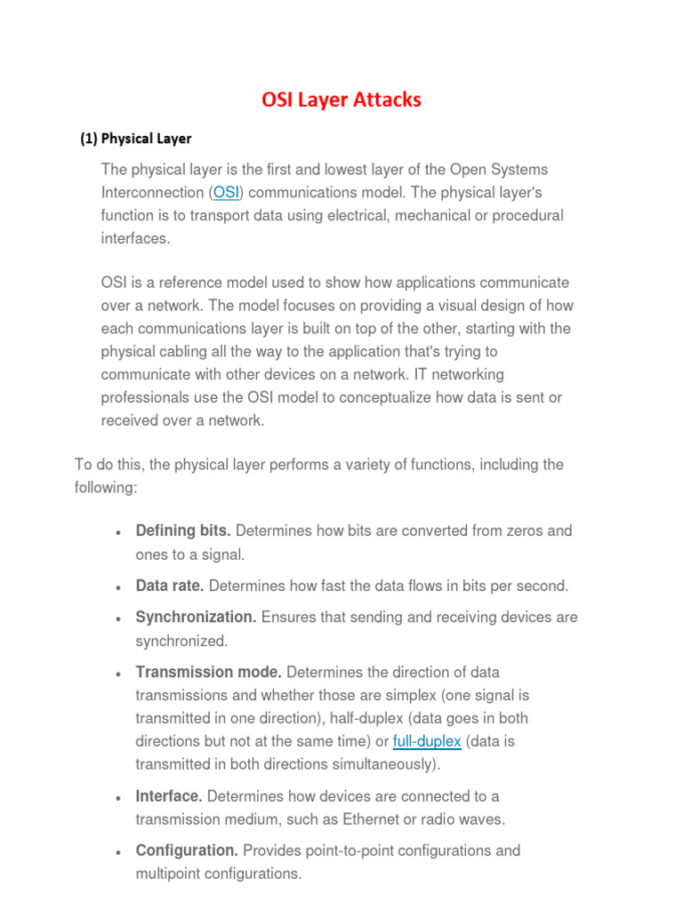 OSI Layer Attacks | PDF | Technology & Engineering