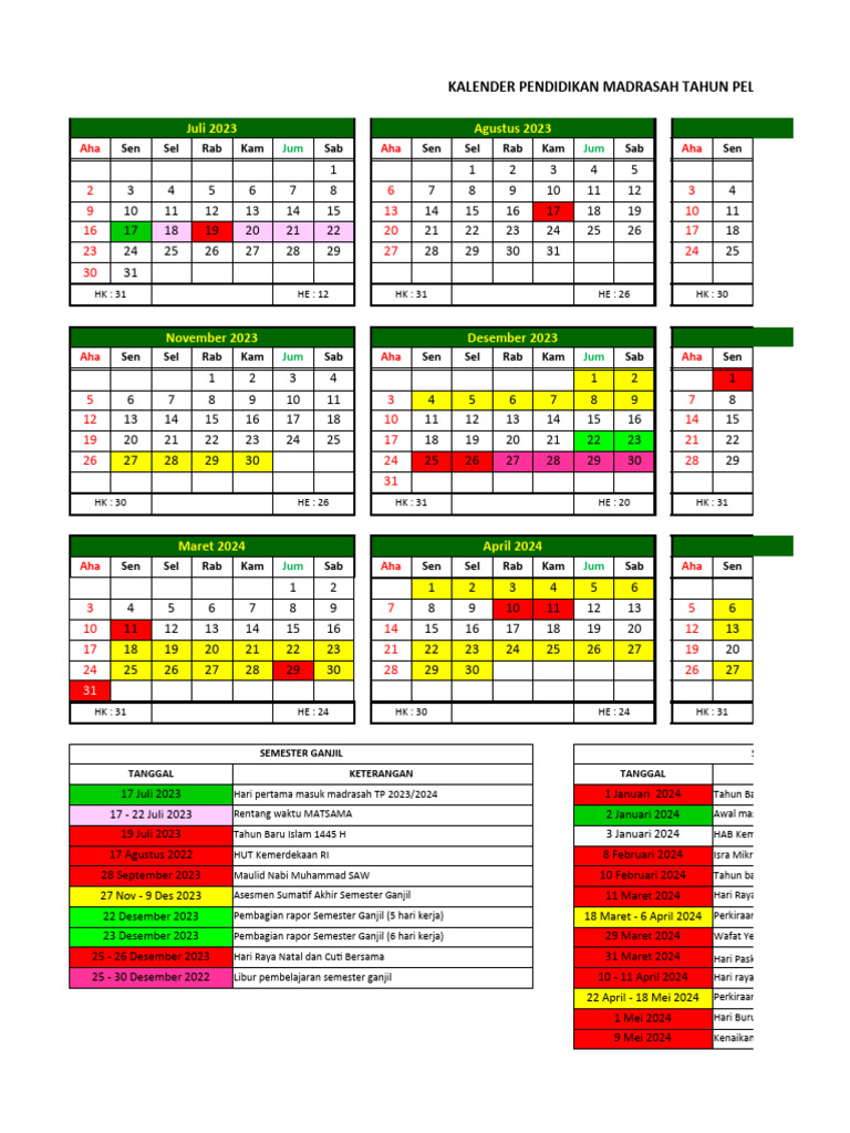 Kalender Pendidikan Tapel 2023-2024 | PDF