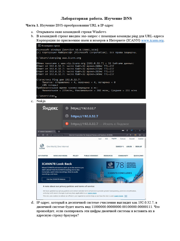 Изучение DNS и команд nslookup | PDF