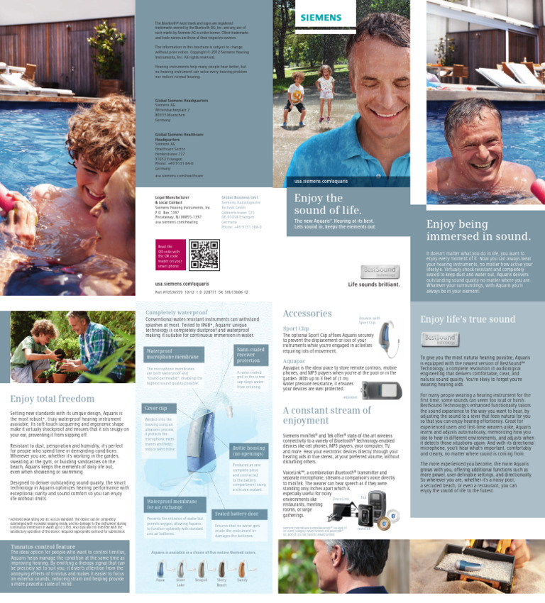 Siemens Aquaris Brochure | PDF | Hearing Aid | Microphone