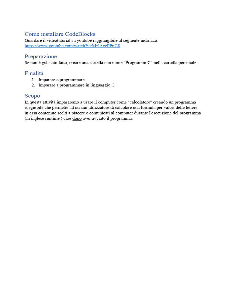 Impariamo A Programmare | PDF