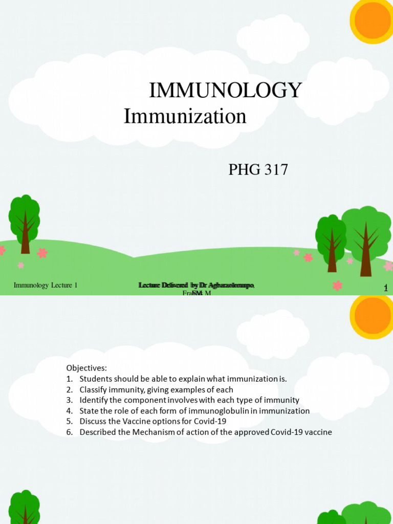 Immunity And Immunization Lecture Pdf