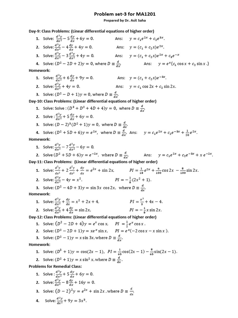 Differential Equation Problems 3 | PDF | Differential Equations | Equations