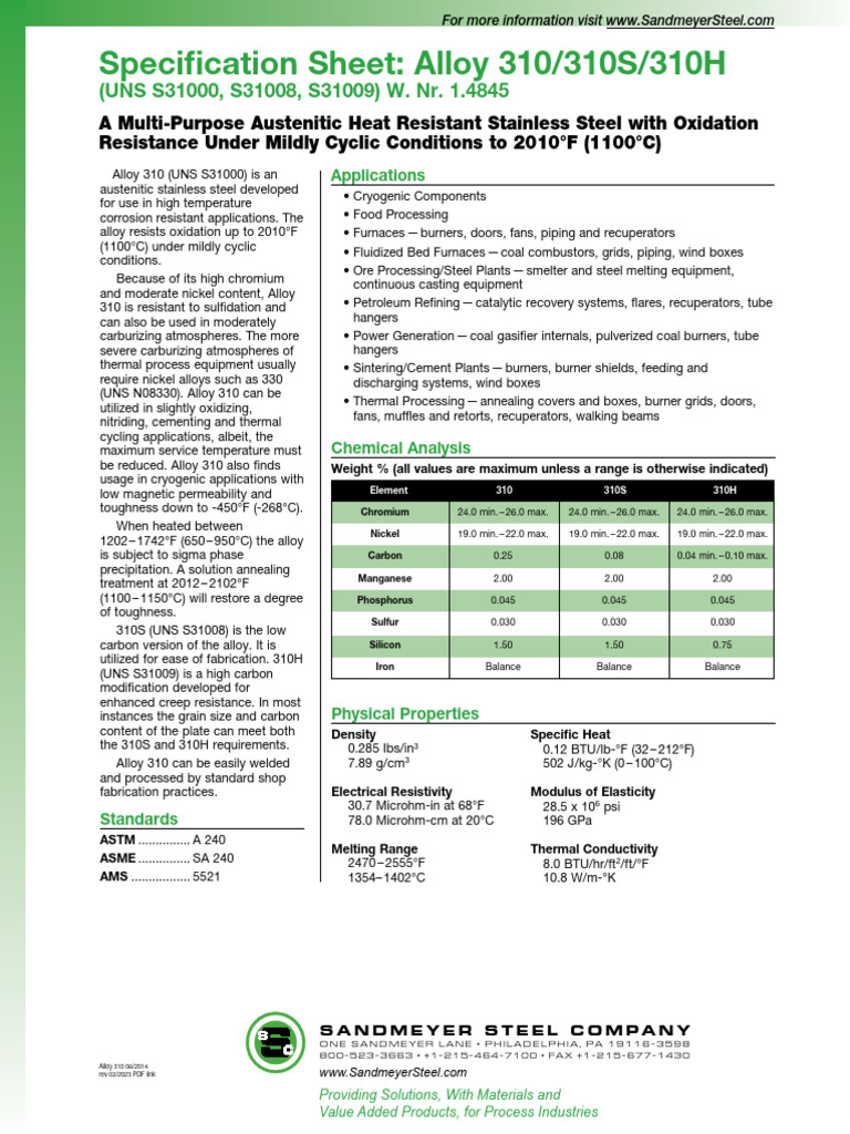 310 Spec Sheet | PDF