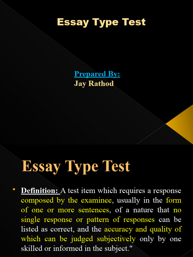 Essay Type Test, Education, By: Jay Rathod | PDF | Essays | Critical ...
