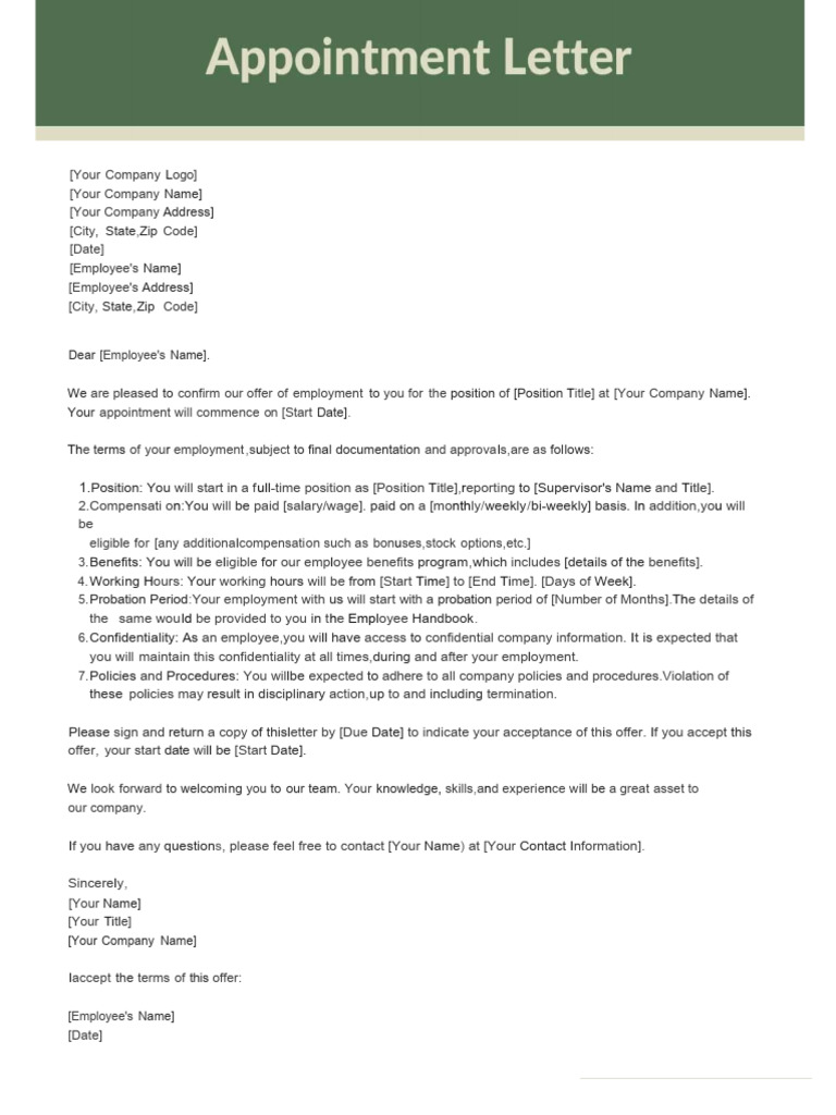 Appointment Letter | PDF