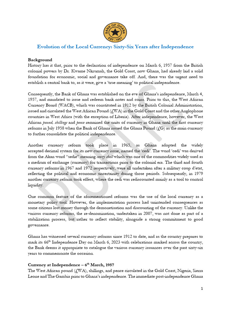 Evolution of The Local Currency Sixty Six Years After Independence 03 03 23 | PDF | Pound ...