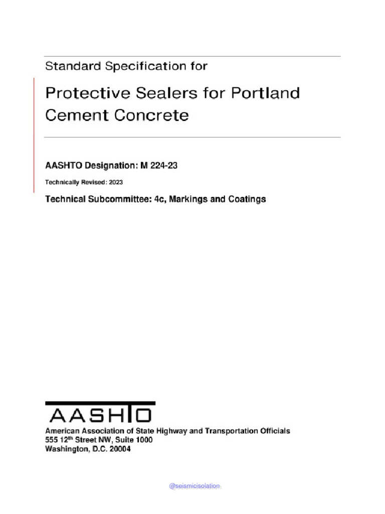 AASHTO M 224 23 Standard Specification For Protective Sealers For | PDF