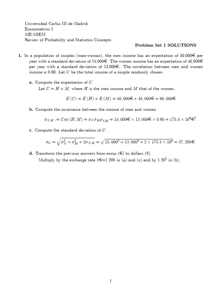 Problems-1. Solutions 1-10 | PDF | P Value | Confidence Interval