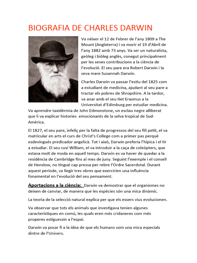 Biografia de Charles Darwin | PDF
