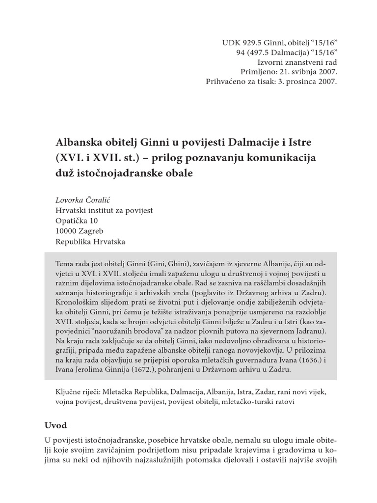 Čoralić - Albanska Obitelj Ginni | PDF