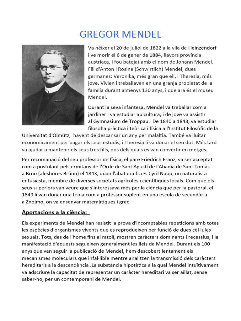 Gregor Mendel | PDF