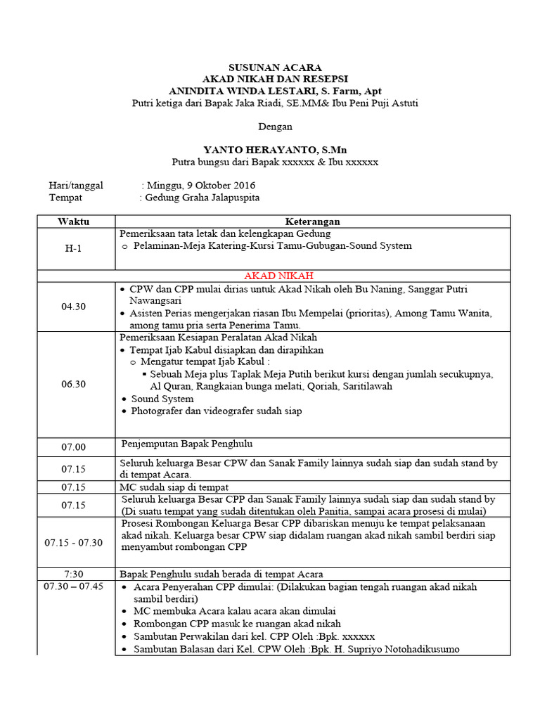 Susunan Acara Pernikahan-3 | PDF