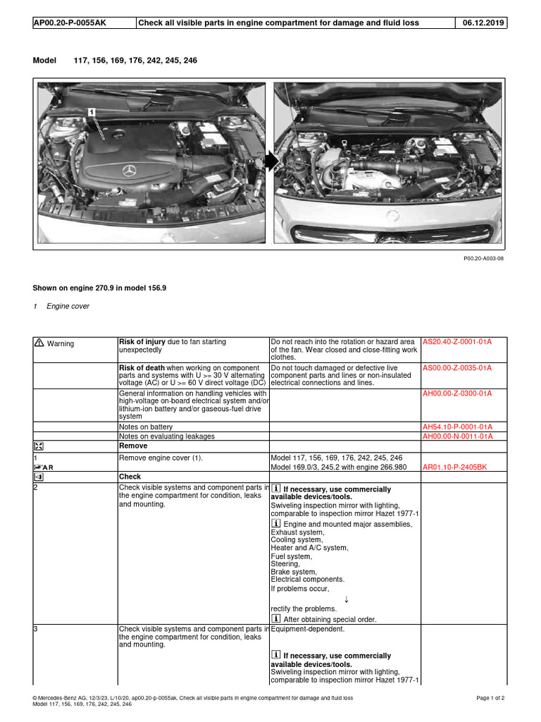 Engine Compartment Inspection Guide | PDF | Leak | Engines