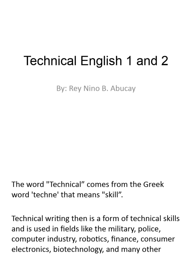 Technical English 1 and 2 | PDF