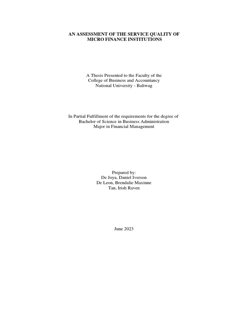 Chapter1-5 MFI BBTHESIS TANDEJOYADELEON FINAL-ETO-WORD | PDF | Survey ...