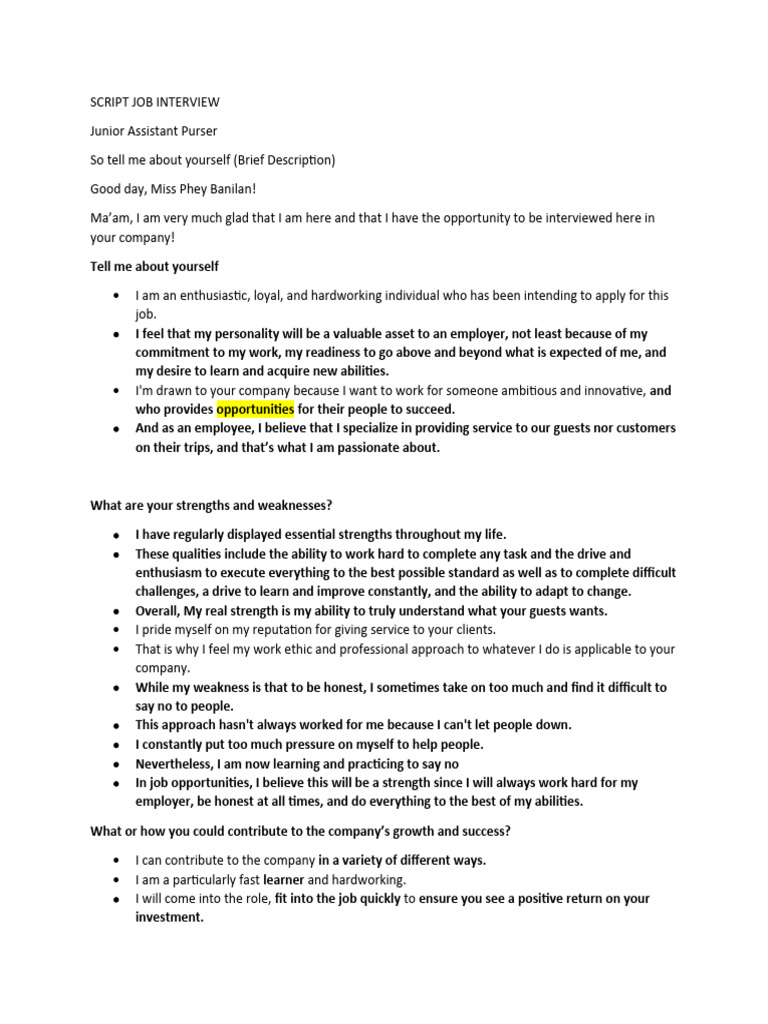 Script Job Interview | PDF | Cost Of Living | Employment