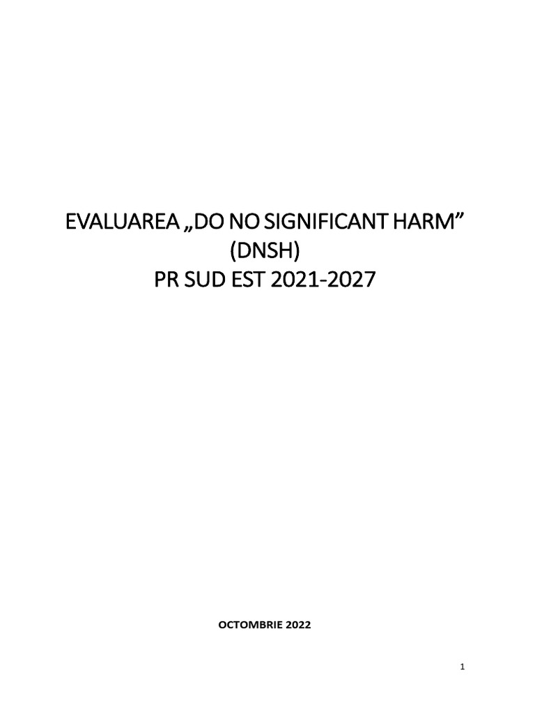 Analiza DNSH Prse 2021-2027 | PDF