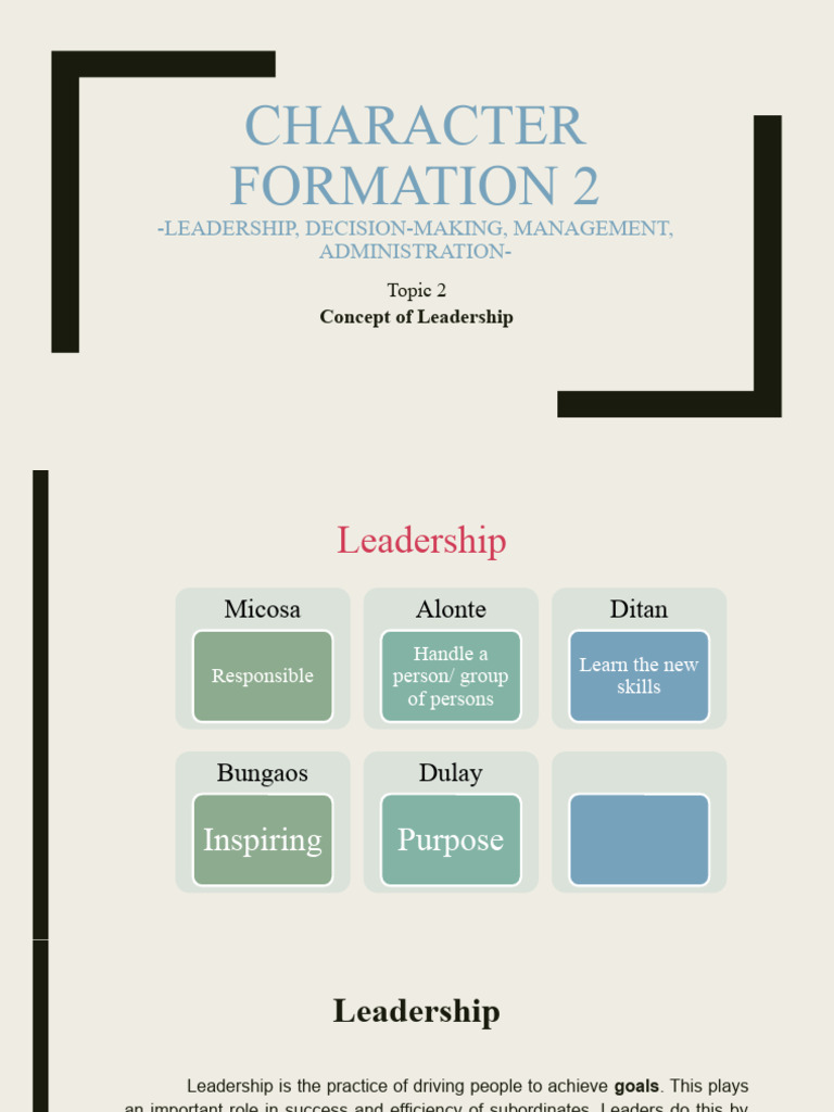CF 2 Topic 2 Concept of Leadership | Download Free PDF | Leadership | Motivational