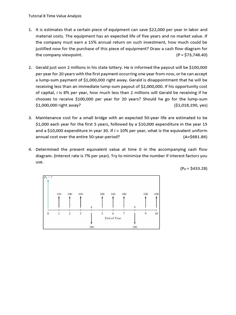Tutorial 8 Time Value Money 2021 | PDF | Present Value | Interest