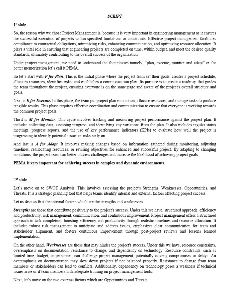 Kel - SCRIPT | Download Free PDF | Project Management | Risk Management Kel - SCRIPT | Download Free PDF | Project Management | Risk Management