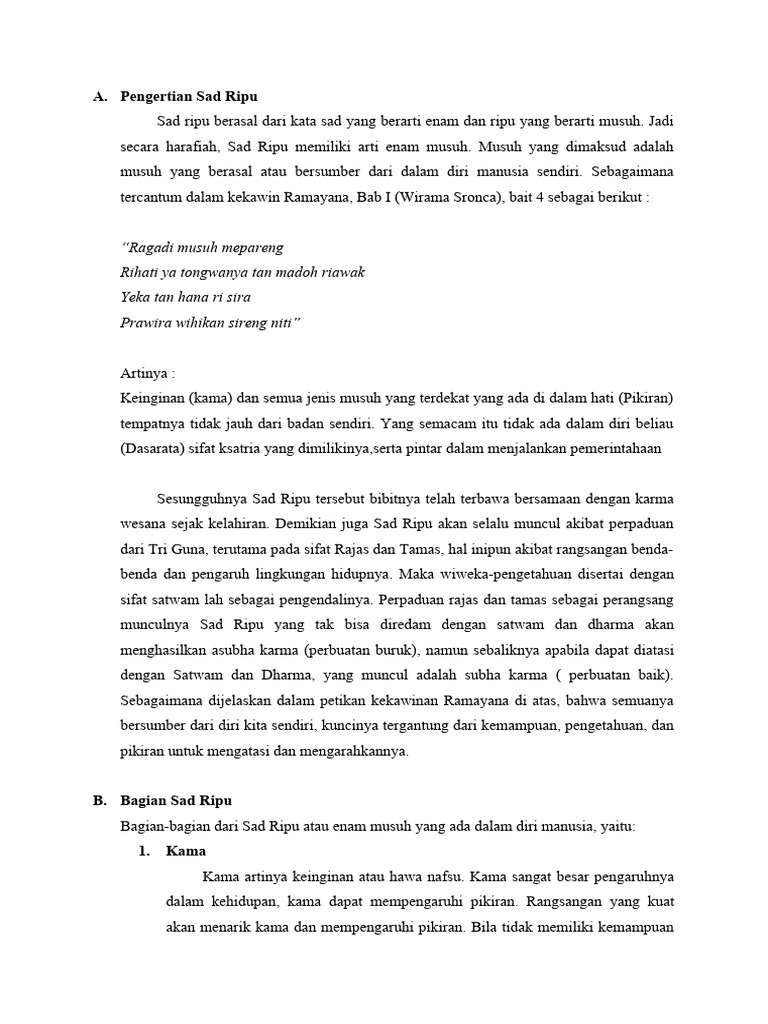 Rangkuman Sad Ripu | PDF