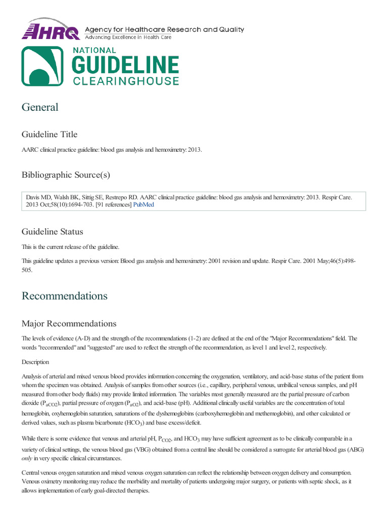 AARC Clinical Practice Guideline Blood Gas Analysis and Hemoximetry ...