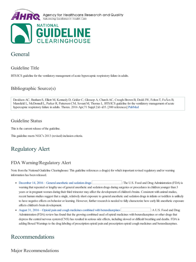 BTS/ICS Guidelines for NIV in AHRF | PDF | Chronic Obstructive ...