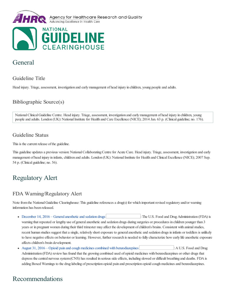 Head injury. Triage, assessment, investigation and early management of ...