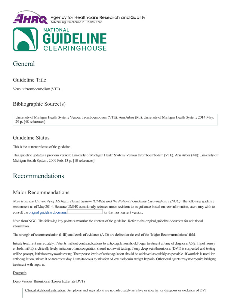 Venous Thromboembolism (VTE) . | PDF